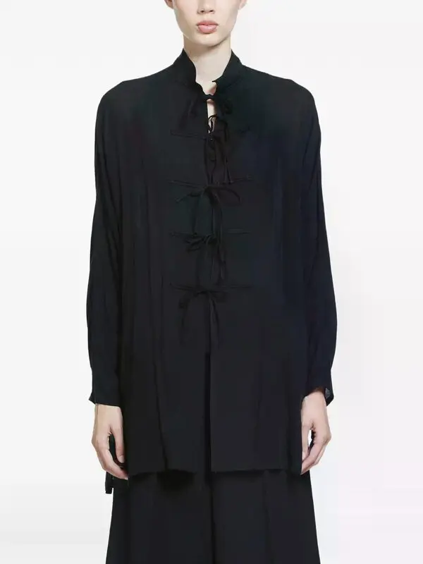 Yohji Yamamoto Ribbon-detail Mini Dress - Black