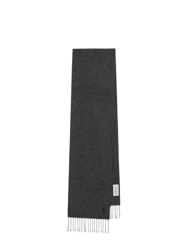 AMI Paris Minimalist Wool Scarf - Grey