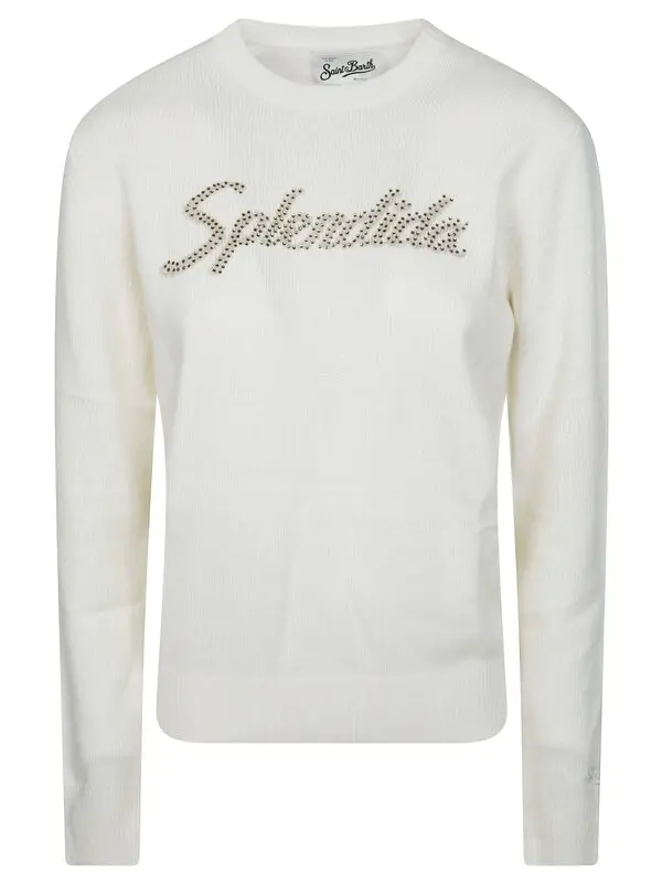 MC2 SAINT BARTH Sparkling Rhinestone Mini Crewneck Sweater - Multicolor