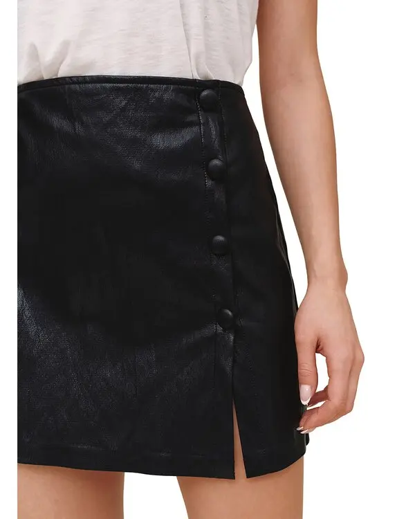 Bella Dahl Faux Leather Asymmetric Button Mini Skirt