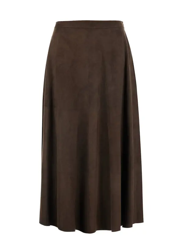 Antonelli Firenze High-waisted Suede Mini Skirt With Elegant Details - Brown