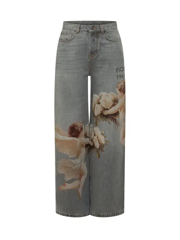 Fiorucci Firucci Print Baggy Jeans - Grey