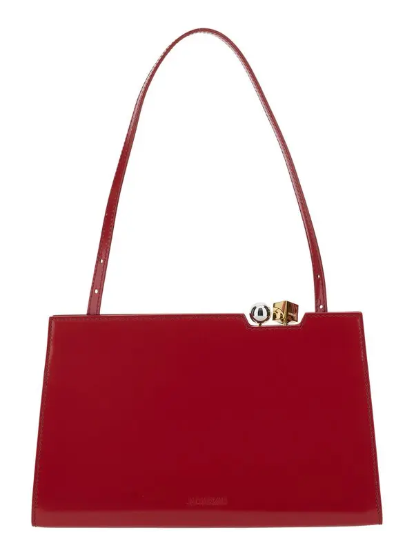Jacquemus Le Salon Mini Leather Handbag With Gold And Silver Charm - Red