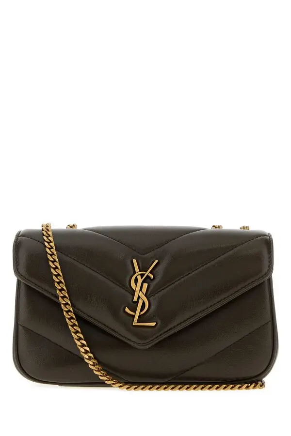 Saint Laurent Mini Loulou Mud Leather Shoulder Handbag - Brown