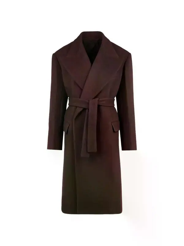 TOD'S Belted Leather-trim Coat