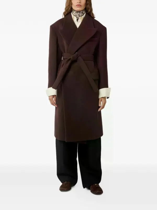 TOD'S Belted Leather-trim Coat