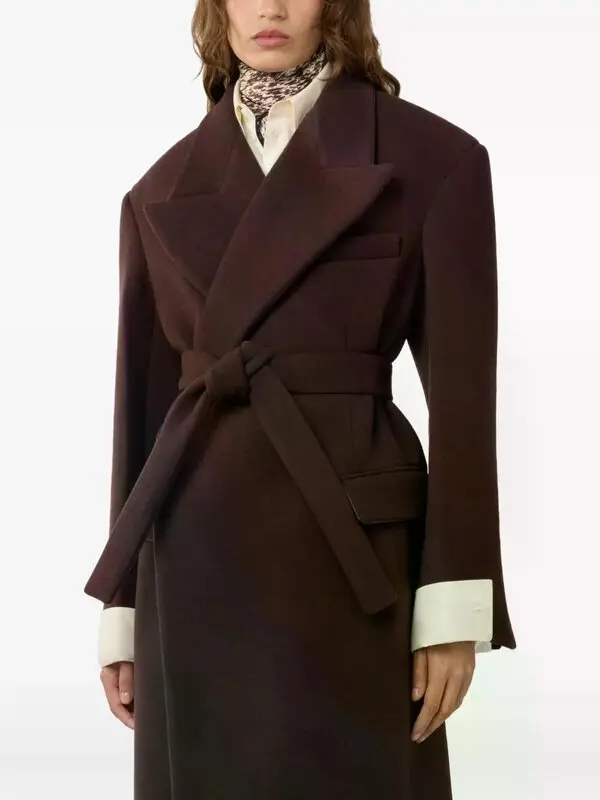 TOD'S Belted Leather-trim Coat