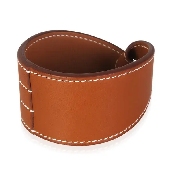 Hermès Twist Bangle In Fauve Calfskin Leather Bracelet