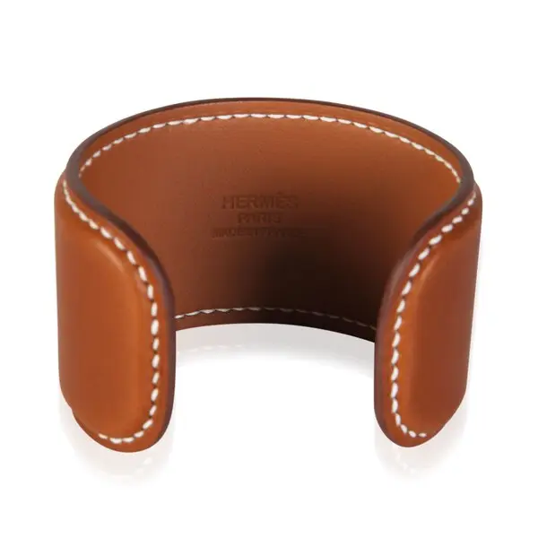 Hermès Medor Cuff In Fauve Leather Bracelet