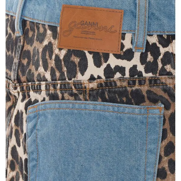 GANNI Print Denim Skirt - Blue