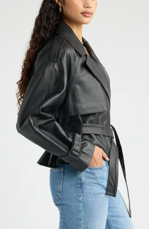 OPEN EDIT Cropped Leather Trench Jacket
