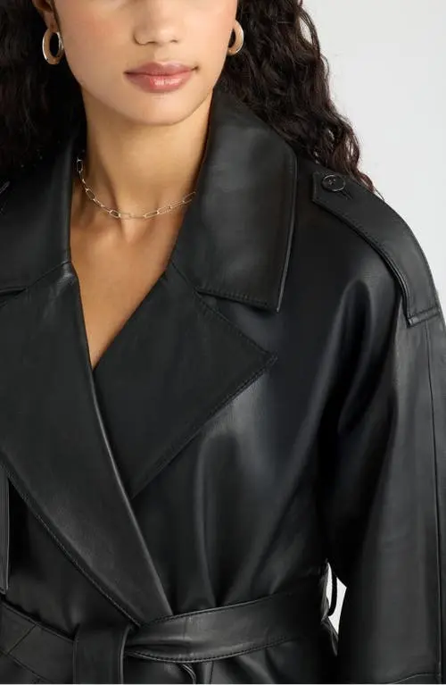 OPEN EDIT Cropped Leather Trench Jacket