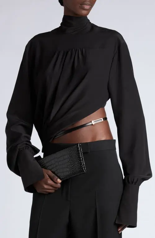 TOM FORD Croc Embossed Leather Clutch - Black