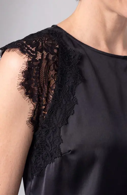 LIVERPOOL Lace Trim Satin Top
