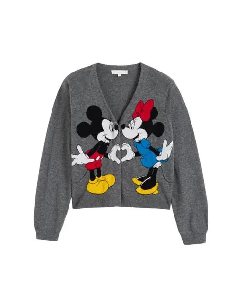 Chinti & Parker Wool-cashmere Mickey & Minnie Cardigan - Grey