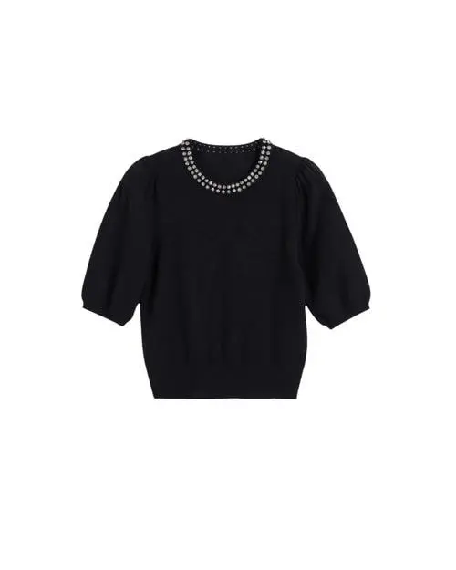 Chinti & Parker Wool-cashmere Jewel-neck Knitted Tee - Black
