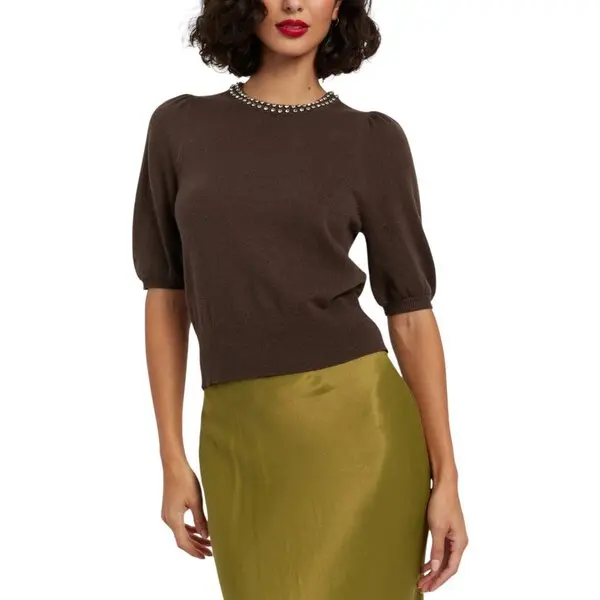 Chinti & Parker Wool-cashmere Jewel-neck Knitted Tee - Chocolate