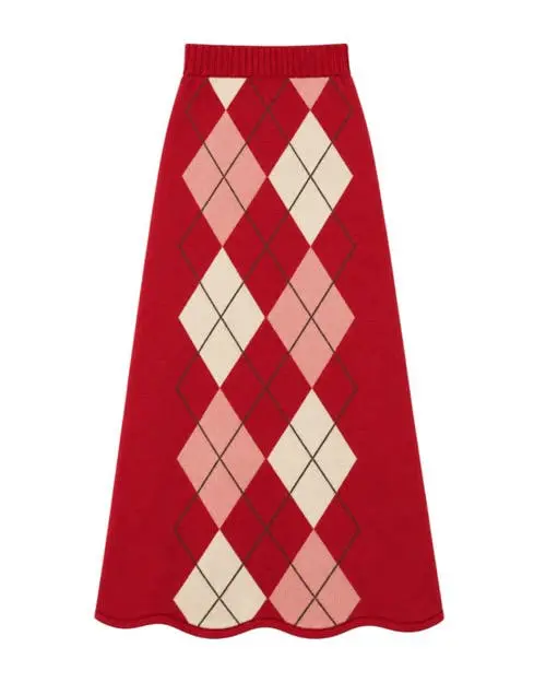 Chinti & Parker Wool-cashmere Argyle Skirt - Red