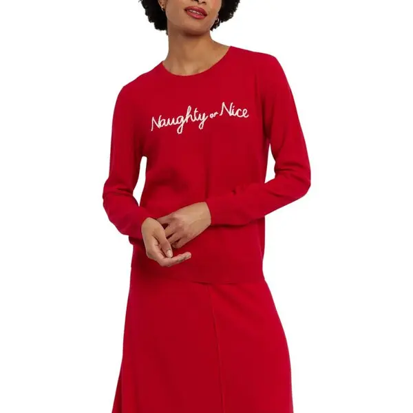 Chinti & Parker Wool-cashmere Naughty Or Nice Sweater - Red