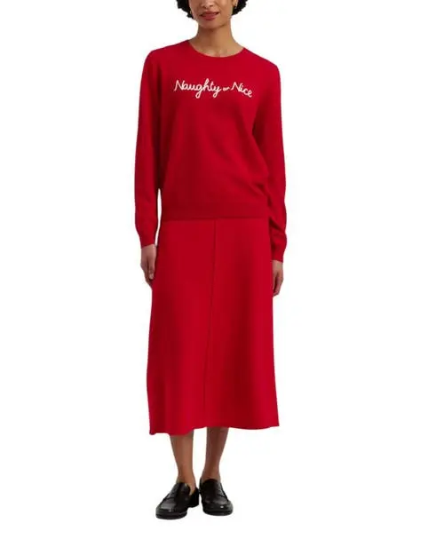 Chinti & Parker Wool-cashmere Naughty Or Nice Sweater - Red