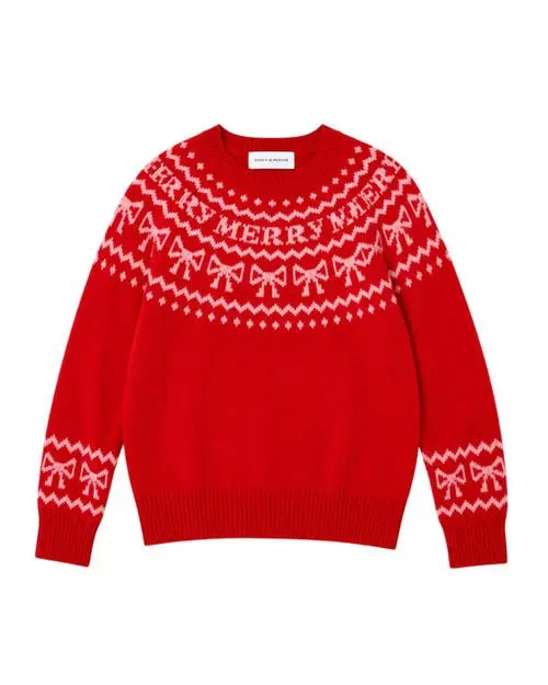 Chinti & Parker Wool-cashmere Let's Be Merry Sweater - Red