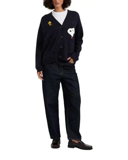 Chinti & Parker Wool-cashmere Snoopy Peek Pocket Cardigan - Navy
