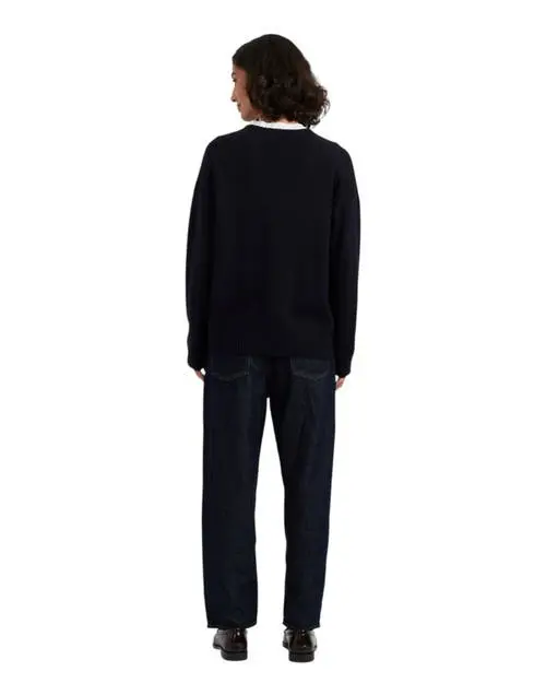 Chinti & Parker Wool-cashmere Snoopy Peek Pocket Cardigan - Navy