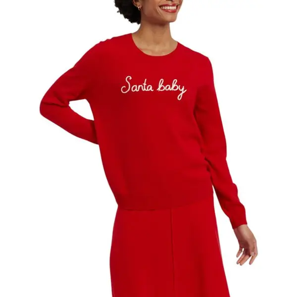 Chinti & Parker Wool-cashmere Santa Baby Sweater - Red