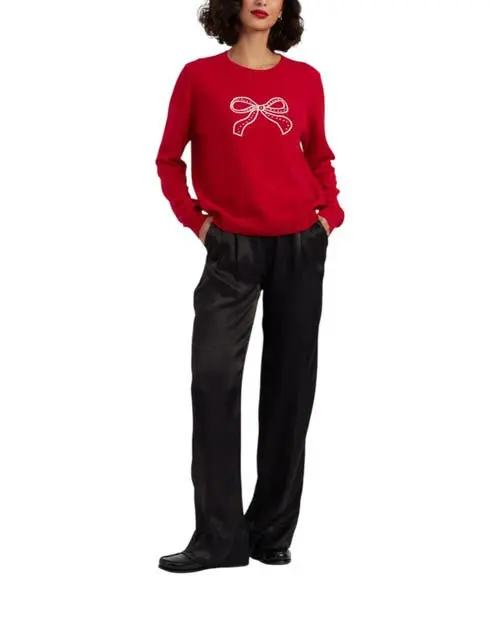 Chinti & Parker Wool-cashmere Bow Embroide Sweater - Red
