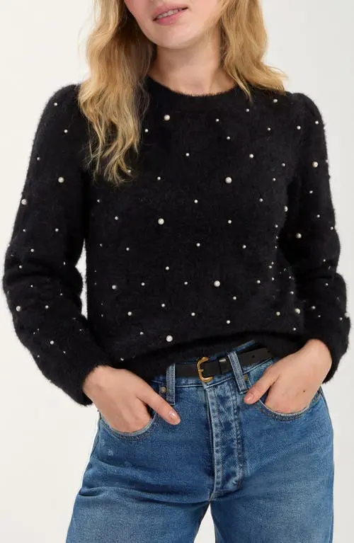 LIVERPOOL Puff Sleeve Pearl Embellished Sweater - Black
