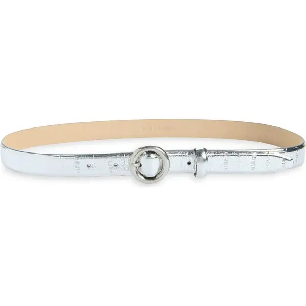 Rag & Bone Mia Leather Skinny Belt - Silver Eel