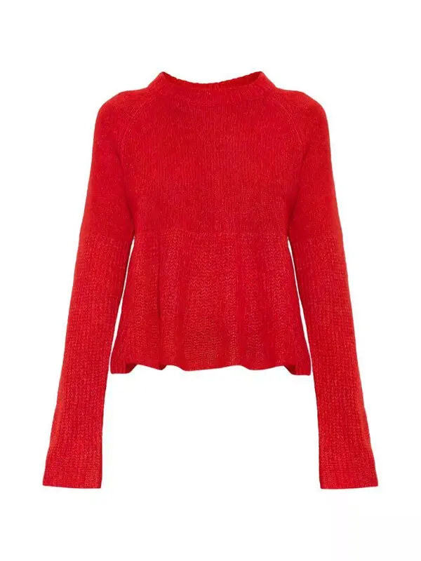 LISA YANG Portia Peplum Sweater - Red