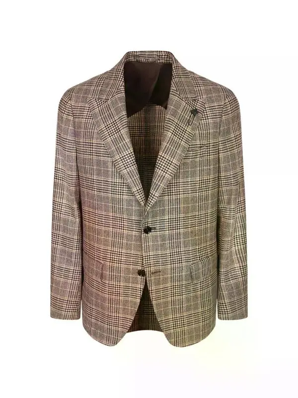 LARDINI Prince Of Wales Check Blazer - Brown