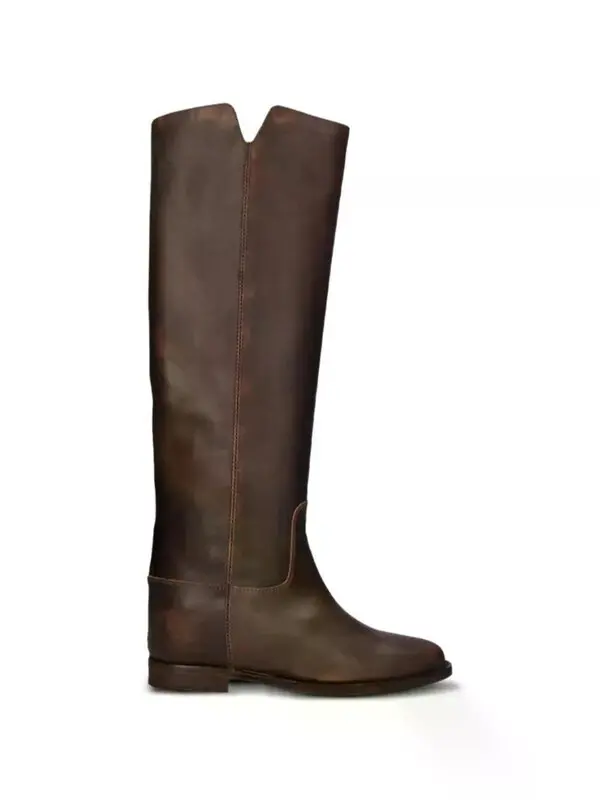 VIA ROMA 15 V-cut Leather Boots - Brown