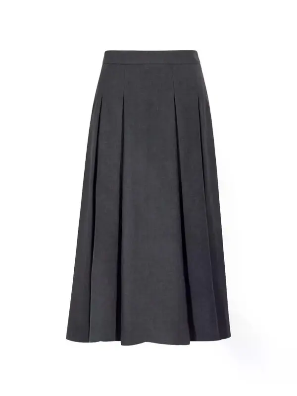 SLOWEAR Pleated Wool Midi A-line Skirt