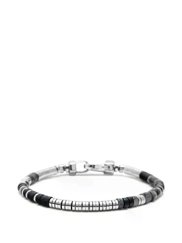 NIALAYA JEWELRY Onyx Labradorite Heishi Bracelet - Silver