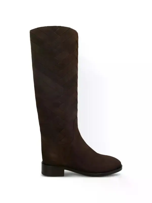 Santoni Braided-panel Boots - Brown