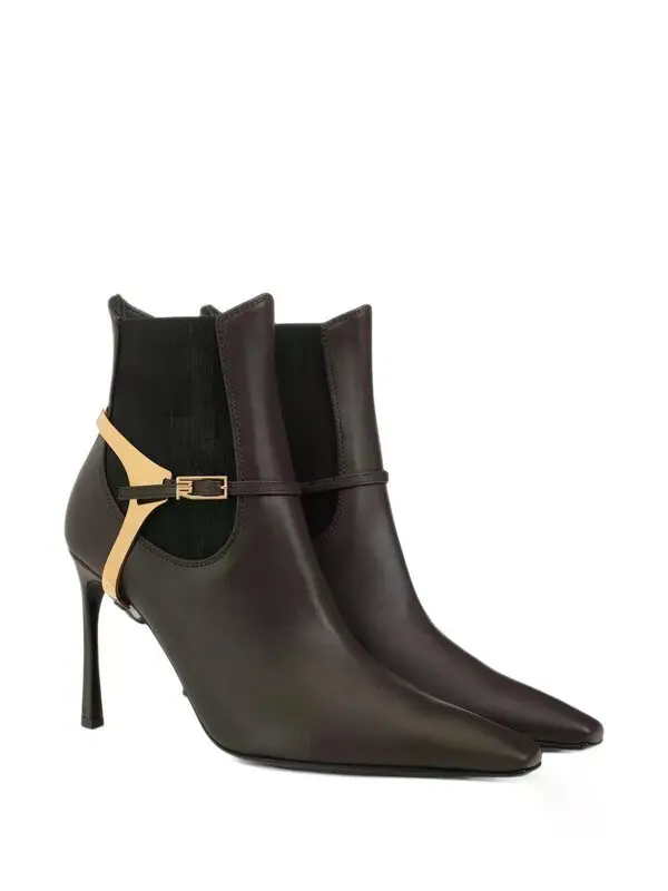 SERGIO ROSSI Spur Leather Ankle Boots