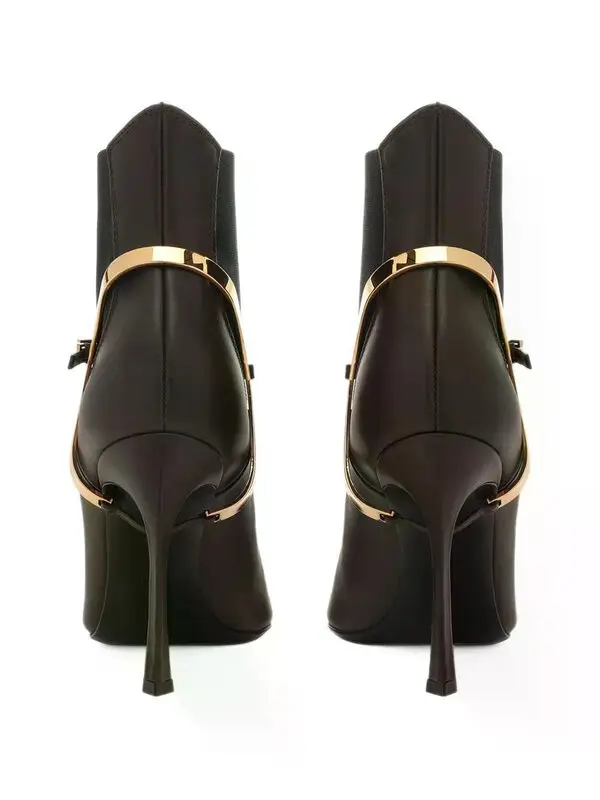 SERGIO ROSSI Spur Leather Ankle Boots