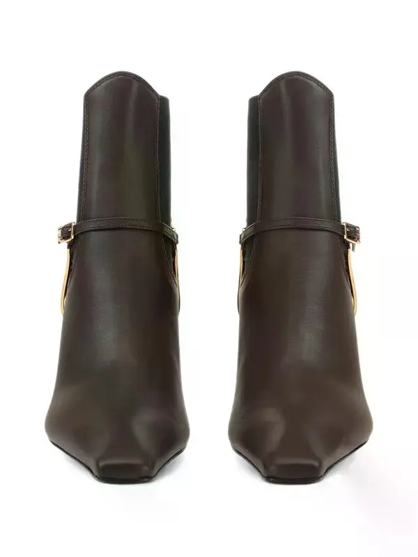 SERGIO ROSSI Spur Leather Ankle Boots