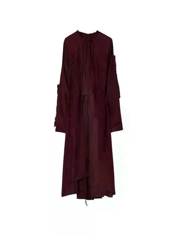 Plan C Ruffled Belted Midi Dress - Red