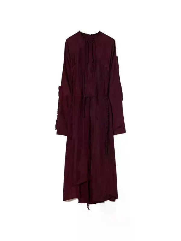 Plan C Ruffled Belted Midi Dress - Red