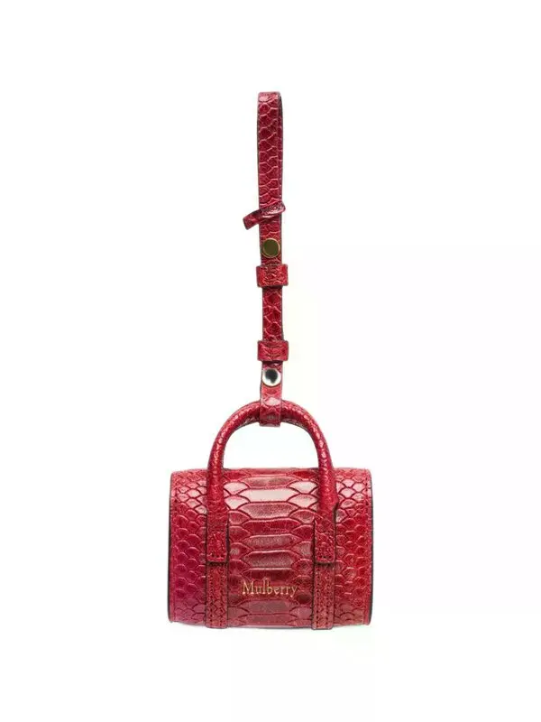 Mulberry Mini Bayswater Snakeskin-effect Postman's Lock Keyring - Red