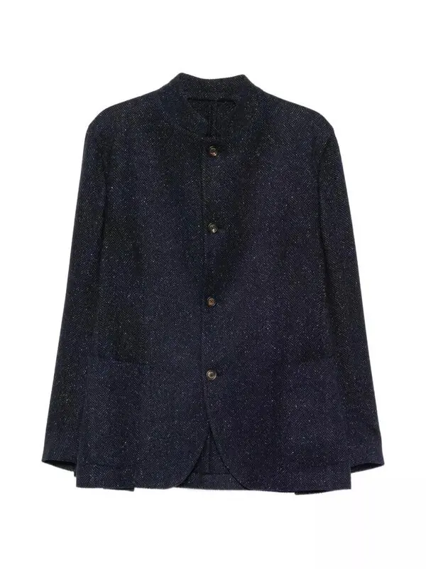 Eleventy Herringbone Mandarin-collar Jacket