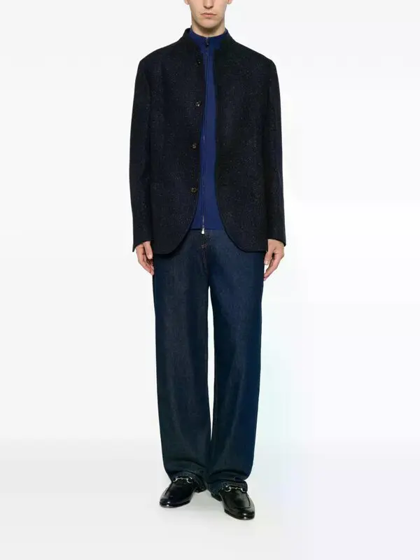 Eleventy Herringbone Mandarin-collar Jacket