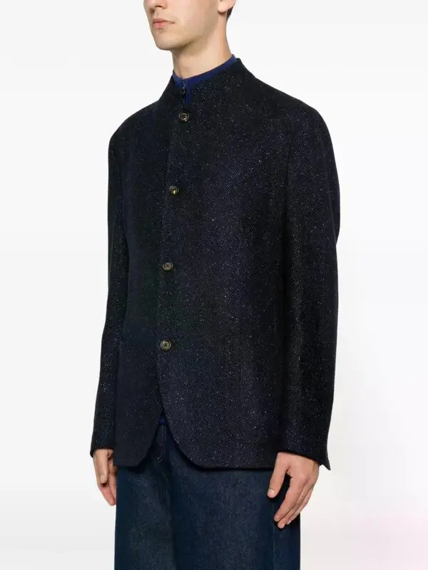 Eleventy Herringbone Mandarin-collar Jacket