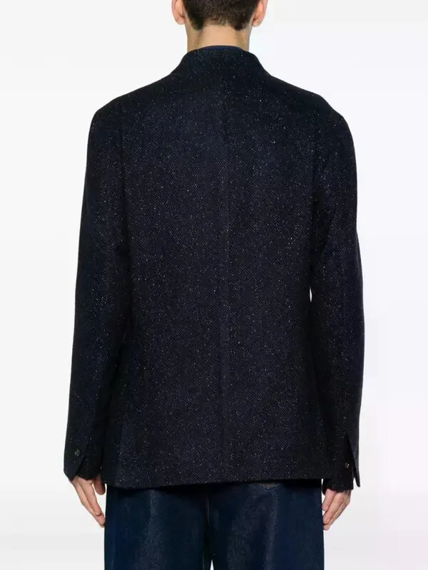 Eleventy Herringbone Mandarin-collar Jacket