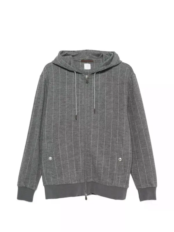 Eleventy Pinstripe-pattern Zip-up Hoodie
