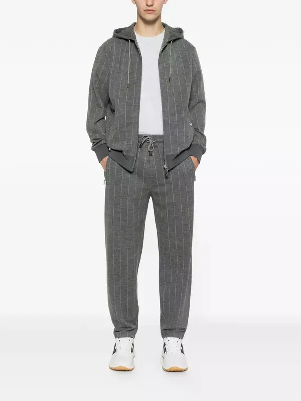 Eleventy Pinstripe-pattern Zip-up Hoodie
