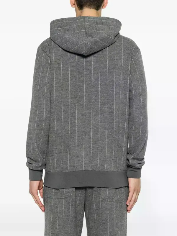 Eleventy Pinstripe-pattern Zip-up Hoodie